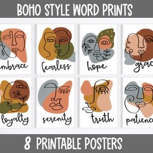 Boho Inspired Word Posters - Printable Wall Art - Dorm Room Decor for ...