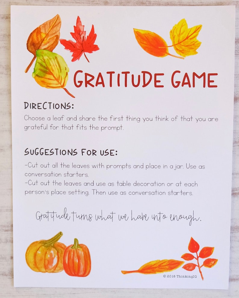 Gratitude Game Prompts and Conversation Starters Great for - Etsy