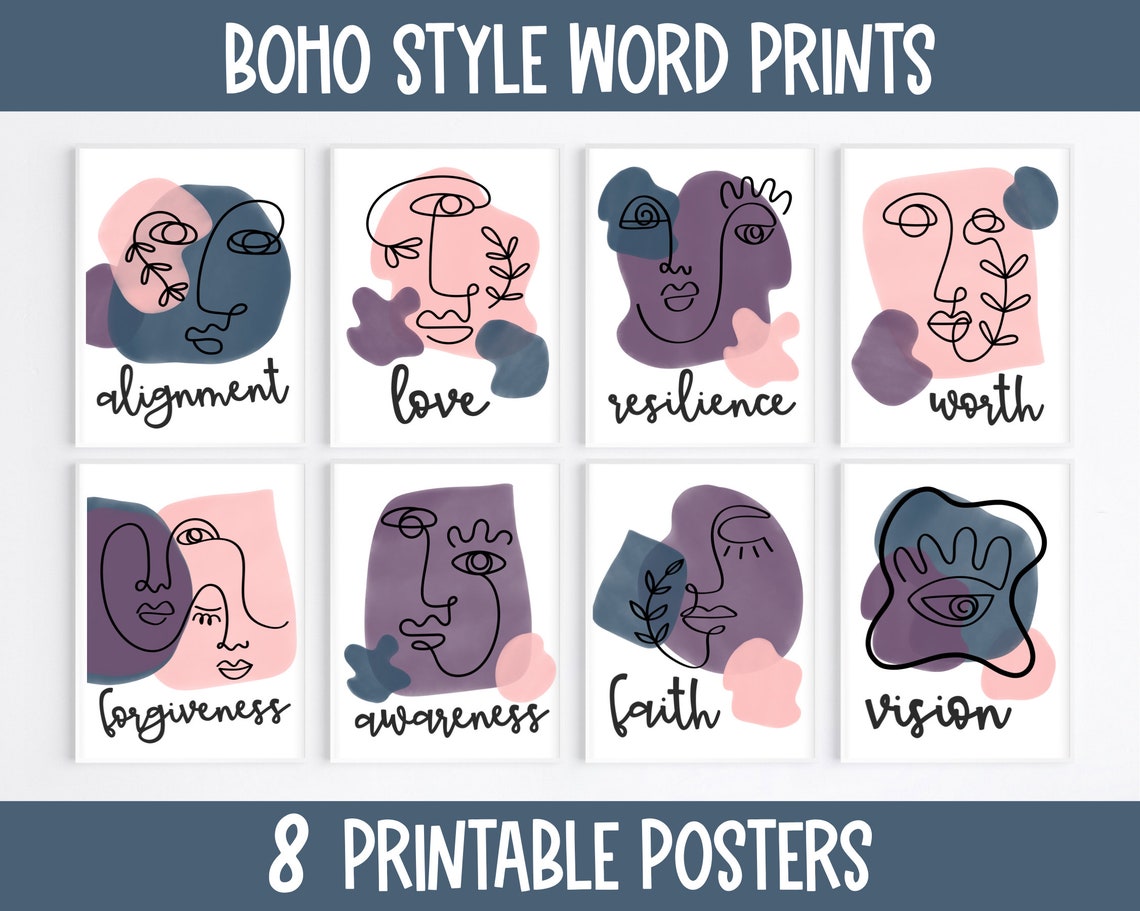 Boho Inspired Word Posters Printable Wall Art Digital - Etsy
