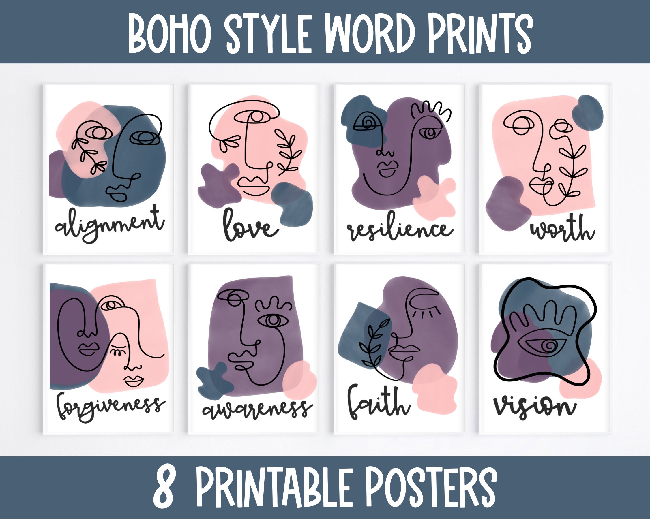 Boho Inspired Word Posters Printable Wall Art Digital - Etsy