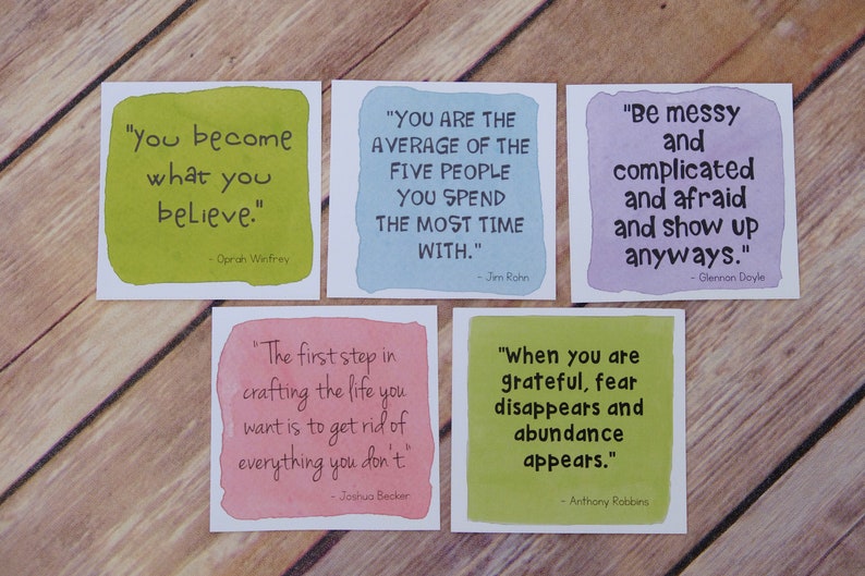 Inspirational Quote Cards Set 2 Positive Messages | Etsy