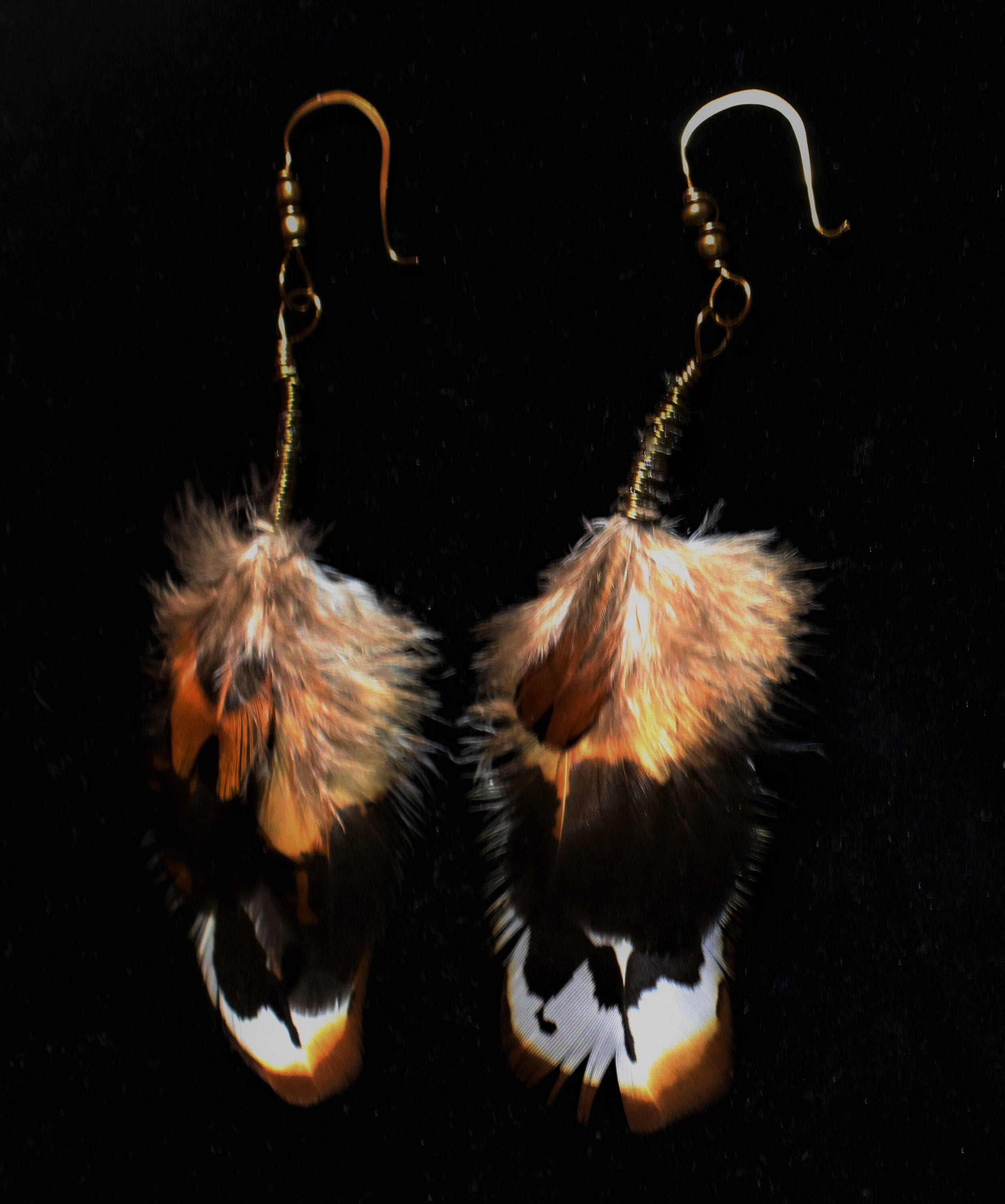 Pheasant Feather Earrings with brass wire - Etsy Italia