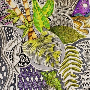 Mated Print of Original Water Color, Pen and Pencil Zentangle Painting ...