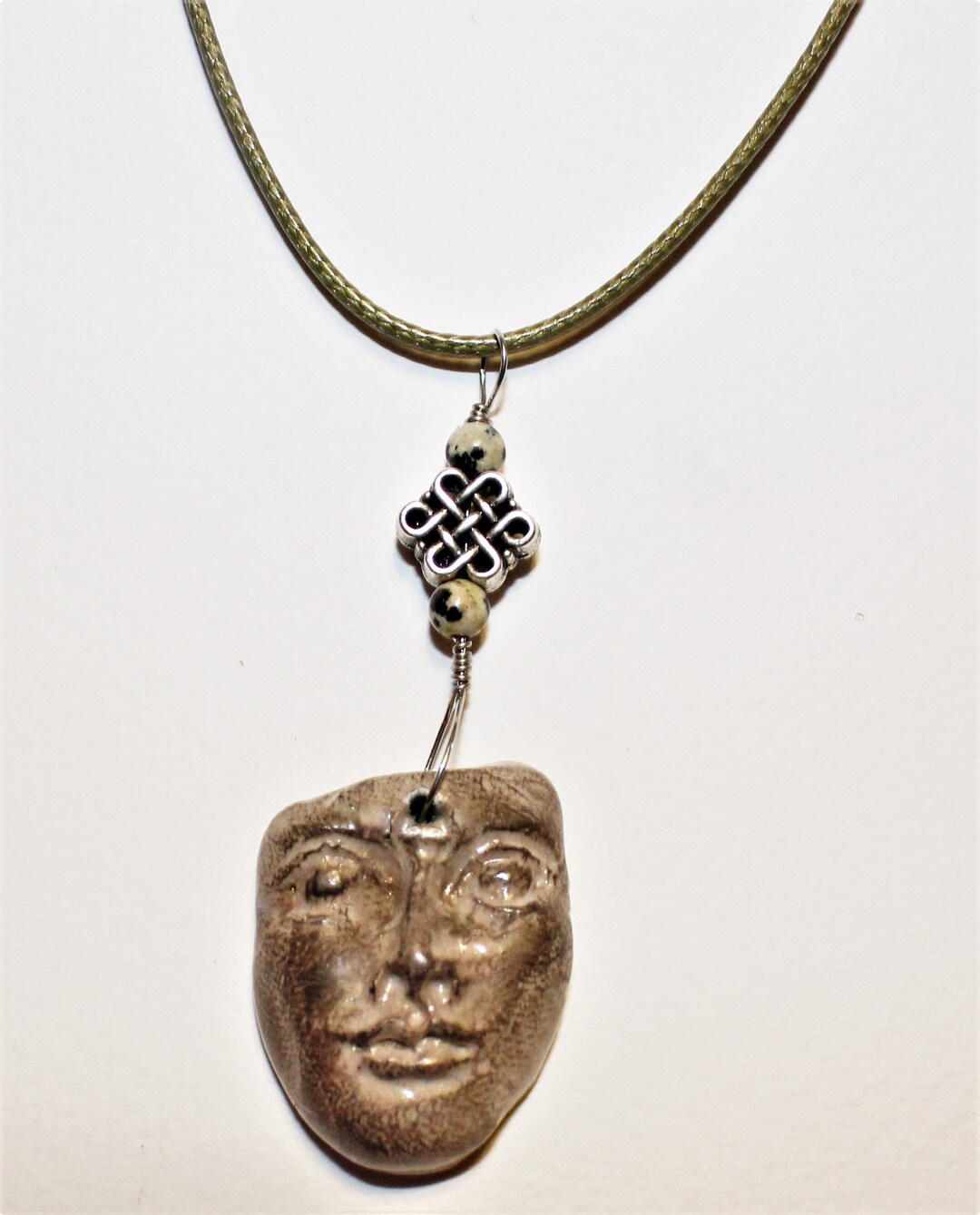 Hand Sculpted Polymer Clay Mask Face Necklace With Silver - Etsy