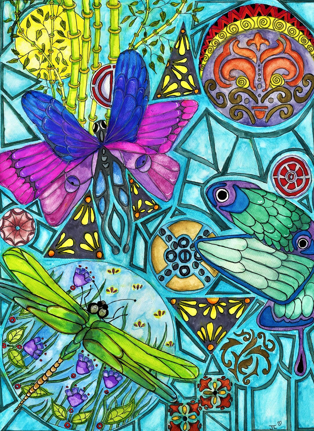 Mated Print of Original Watercolor and Ink Zentangle Painting Called ...