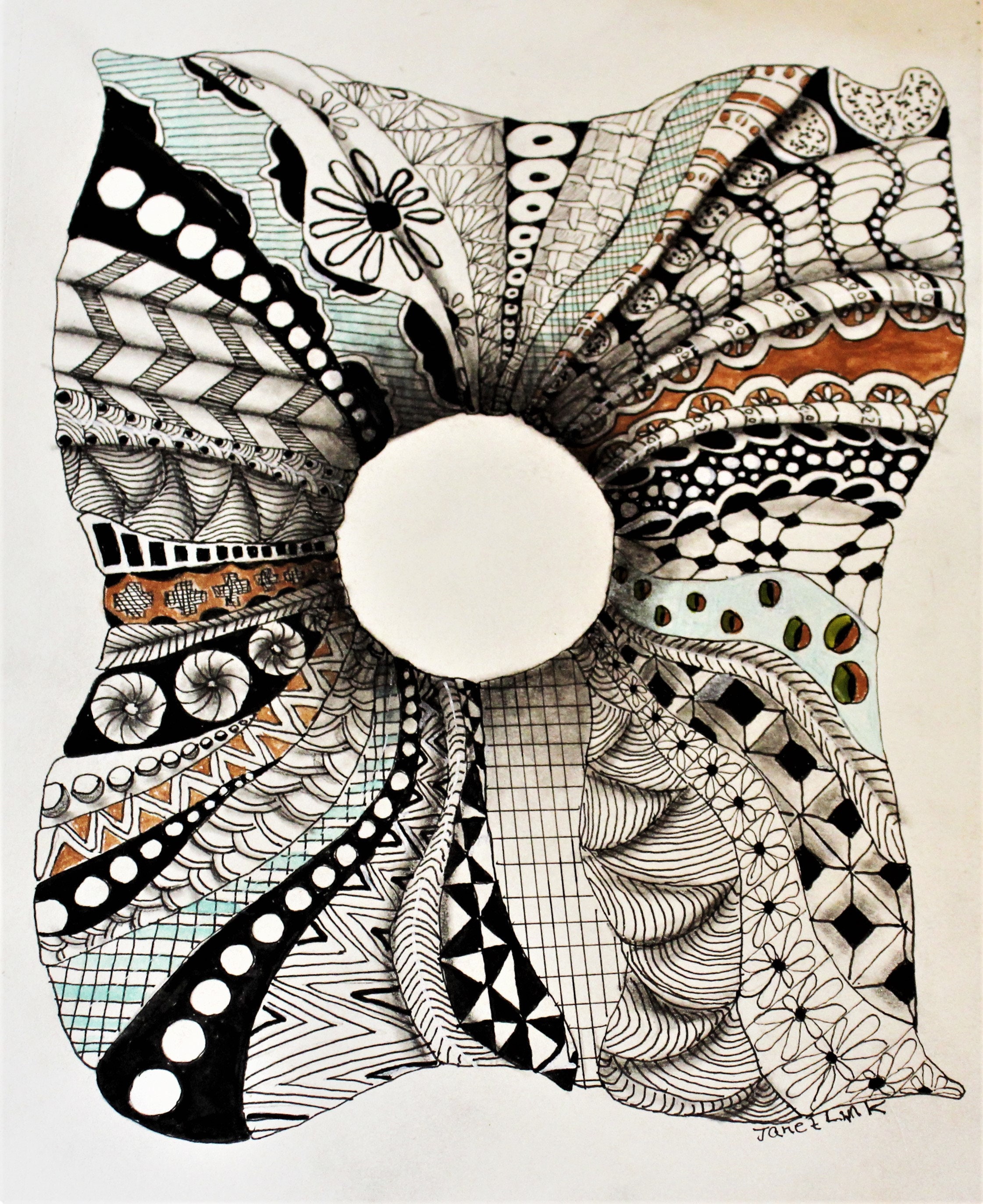 Mated Print of an Original Zentangle Drawing Called "zen Black Hole ...