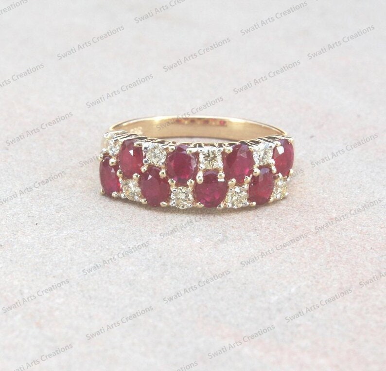 14k Gold Ruby Ring Genuine Ruby Ring Ruby and Diamond - Etsy