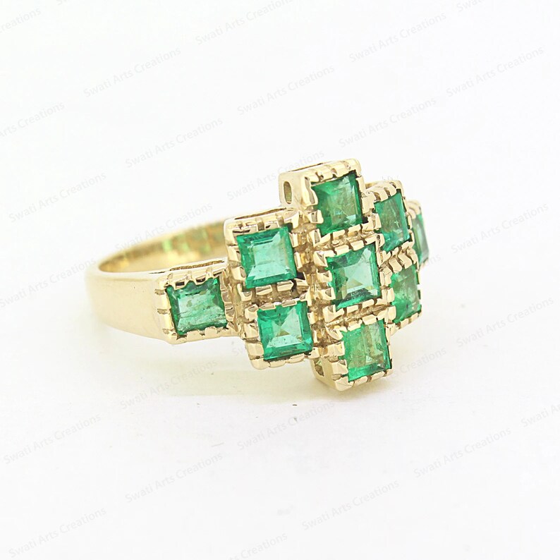 Natural Emerald Ring in 14K Yellow Gold Broad Ring Square - Etsy