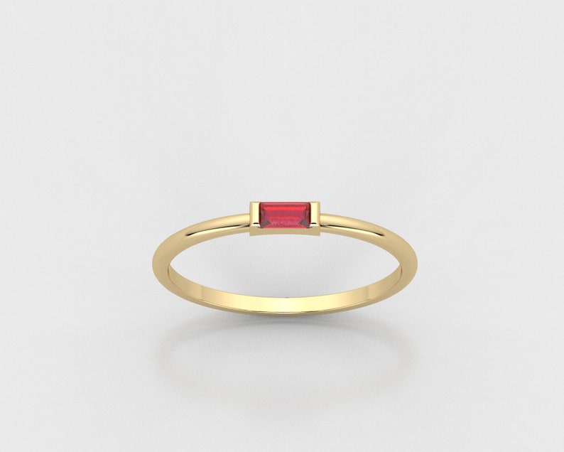 Real Ruby Gemstone Ring 14K Gold Ruby Ring Baguette Ruby | Etsy