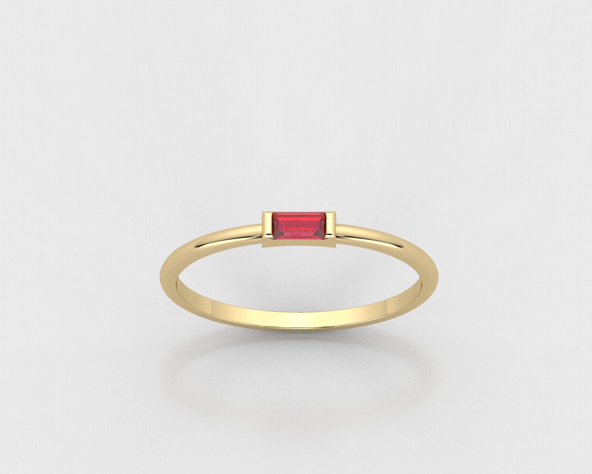 Real Ruby Gemstone Ring 14K Gold Ruby Ring Baguette Ruby | Etsy