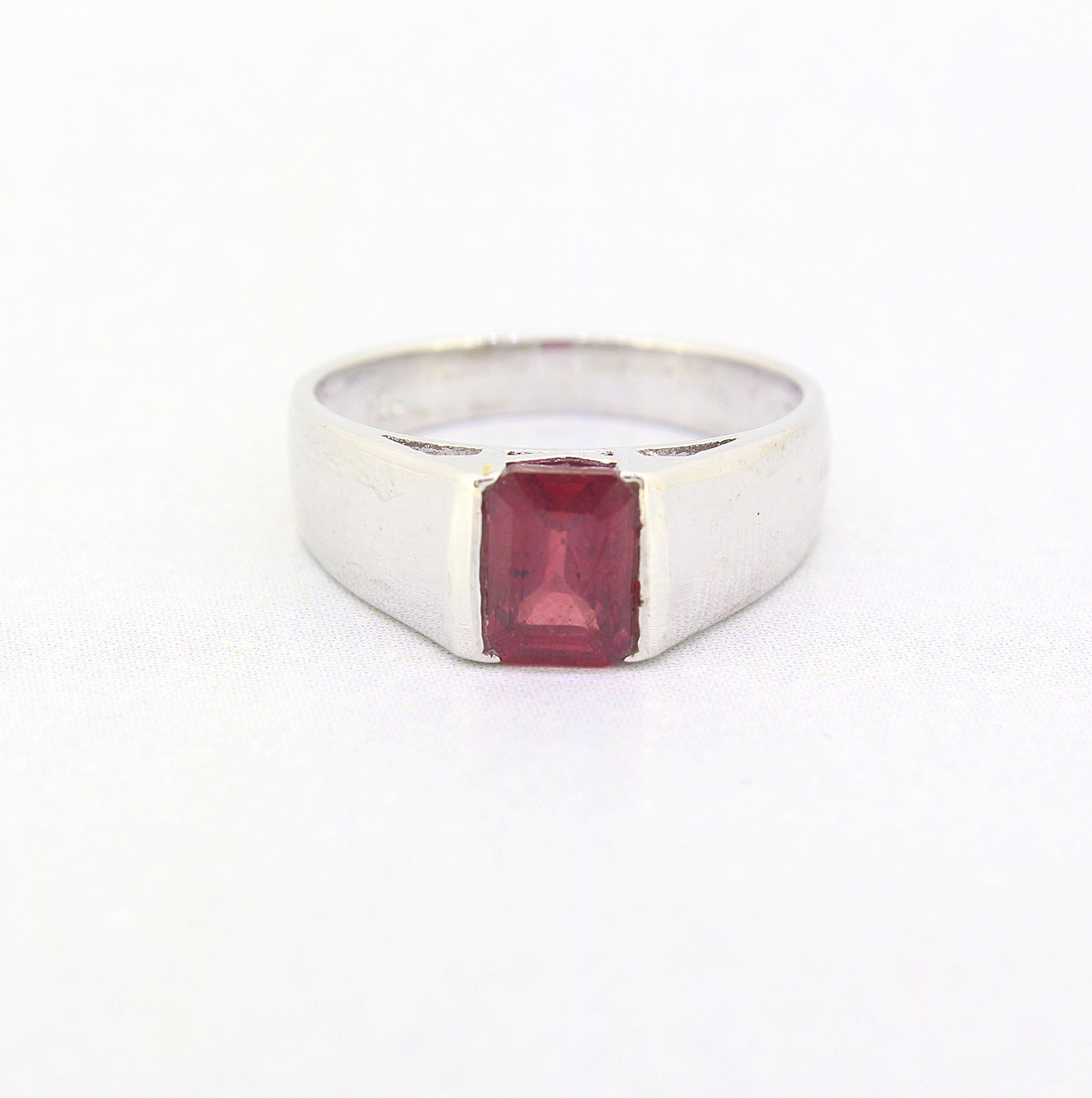 Natural Octagon Ruby Ring Men's Ring in 14K White Gold - Etsy