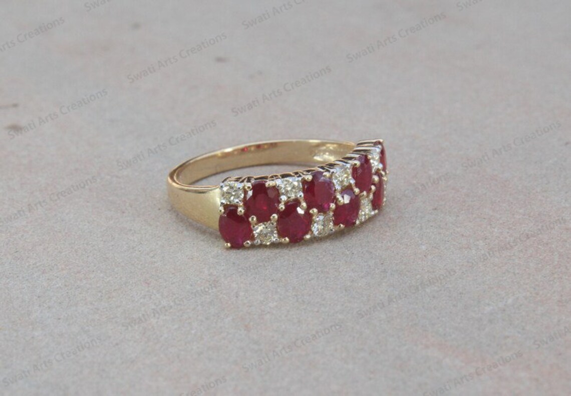 14k Gold Ruby Ring Genuine Ruby Ring Ruby and Diamond - Etsy
