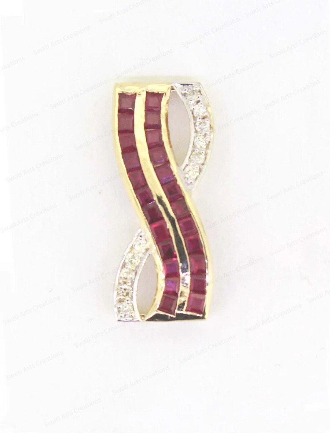 Natural Ruby and Diamond Pendant, Sterling Silver Necklace, July ...