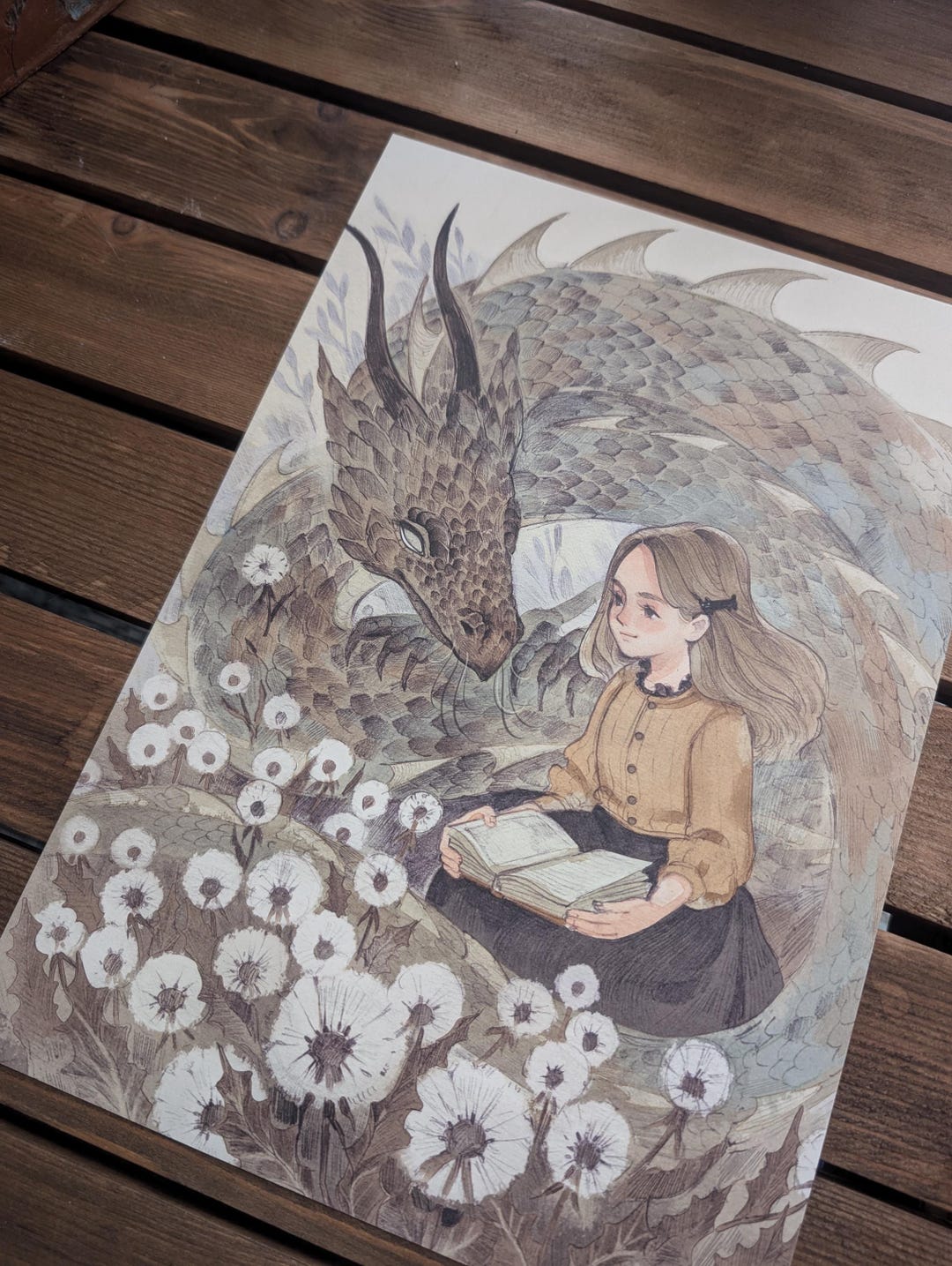 A4 Art Print "the Girl and the Dragon" - Etsy