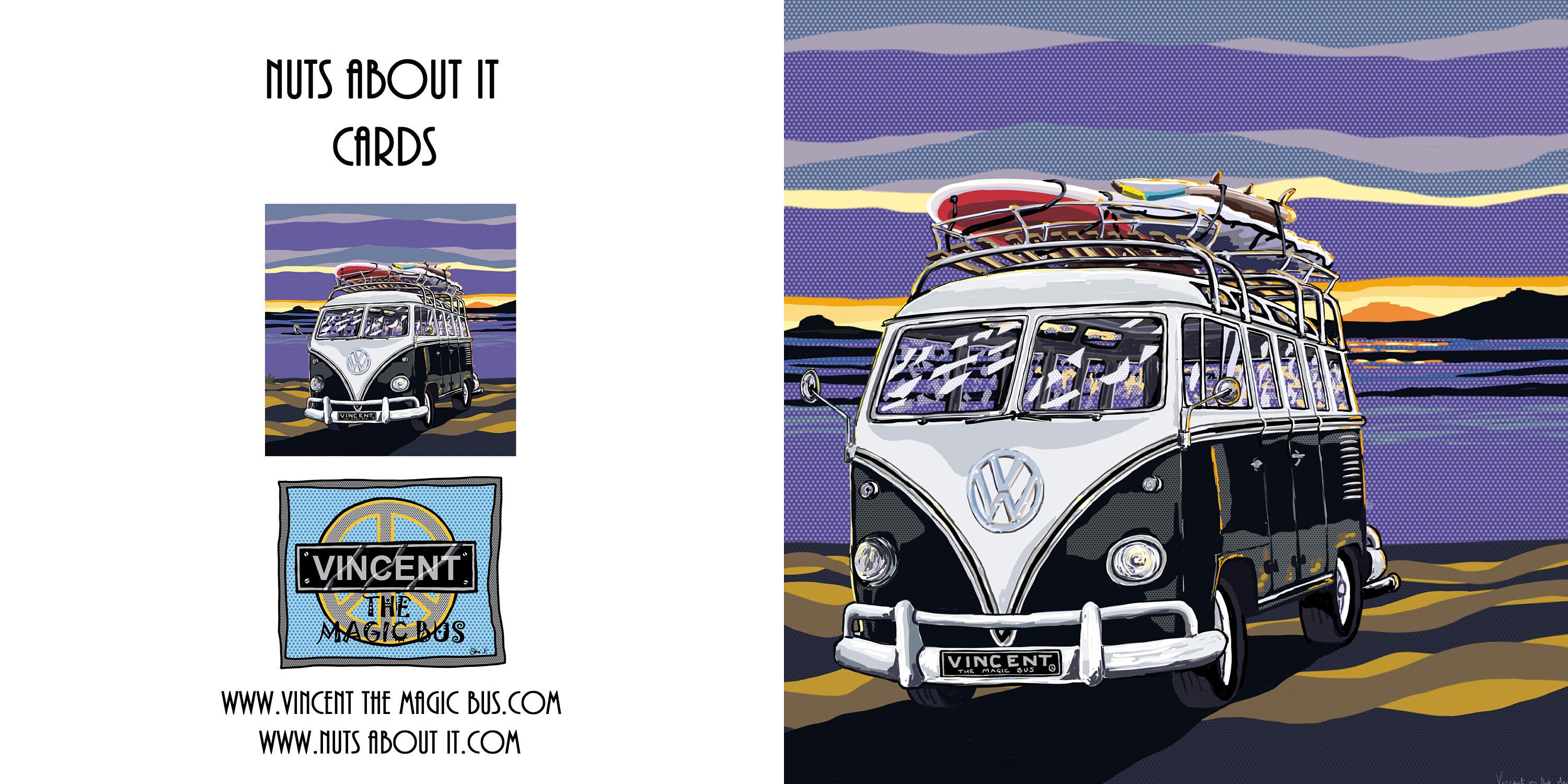 Pack of 4 Blank Car Themed Greeting Cards for Any Occasion. VW Camper ...
