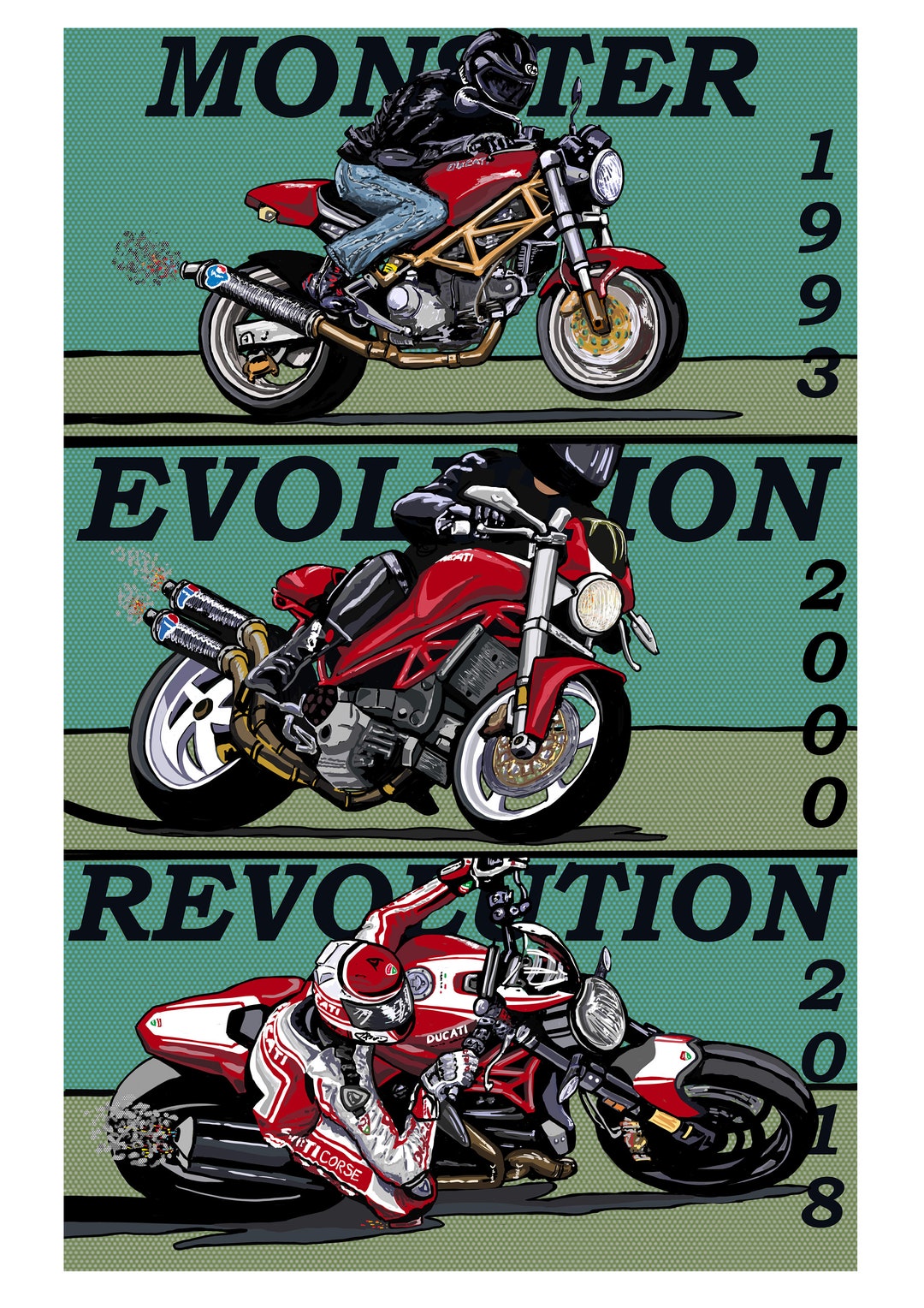 Ducati Monster Evolution/revolution Limited Edition Fine Art Print ...