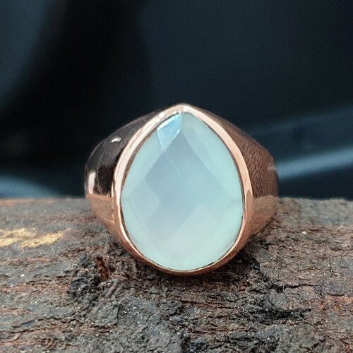 Chalcedony Ring 925 Solid Sterling Silver Natural Aqua - Etsy