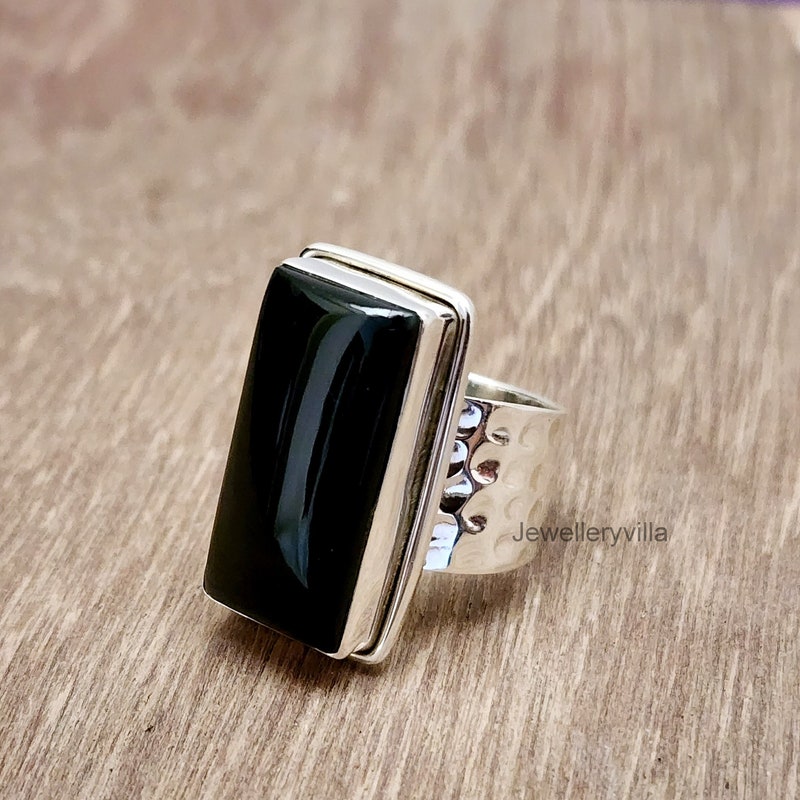 Obsidian Rectangle Ring - Etsy