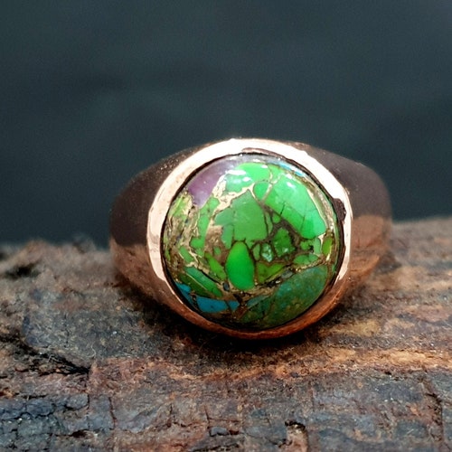 Copper Turquoise Ring Silver Natural Green Multi Color - Etsy