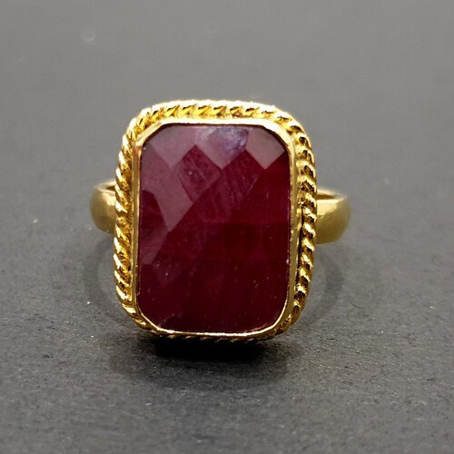 Natural Red Ruby Ring 925 Solid Silver Ring Gemstone Ring - Etsy