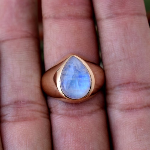 Moonstone Ring Natural Mens Ring 925 Solid Sterling Silver - Etsy