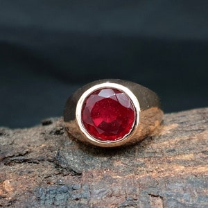 Ruby Ring Round, 925 Solid Sterling Silver Ring, Round Red Ruby ...