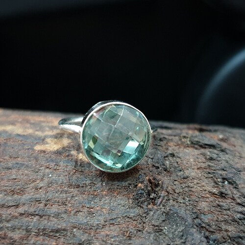 Green Amethyst Ring 925 Solid Sterling Silver Green Amethyst - Etsy