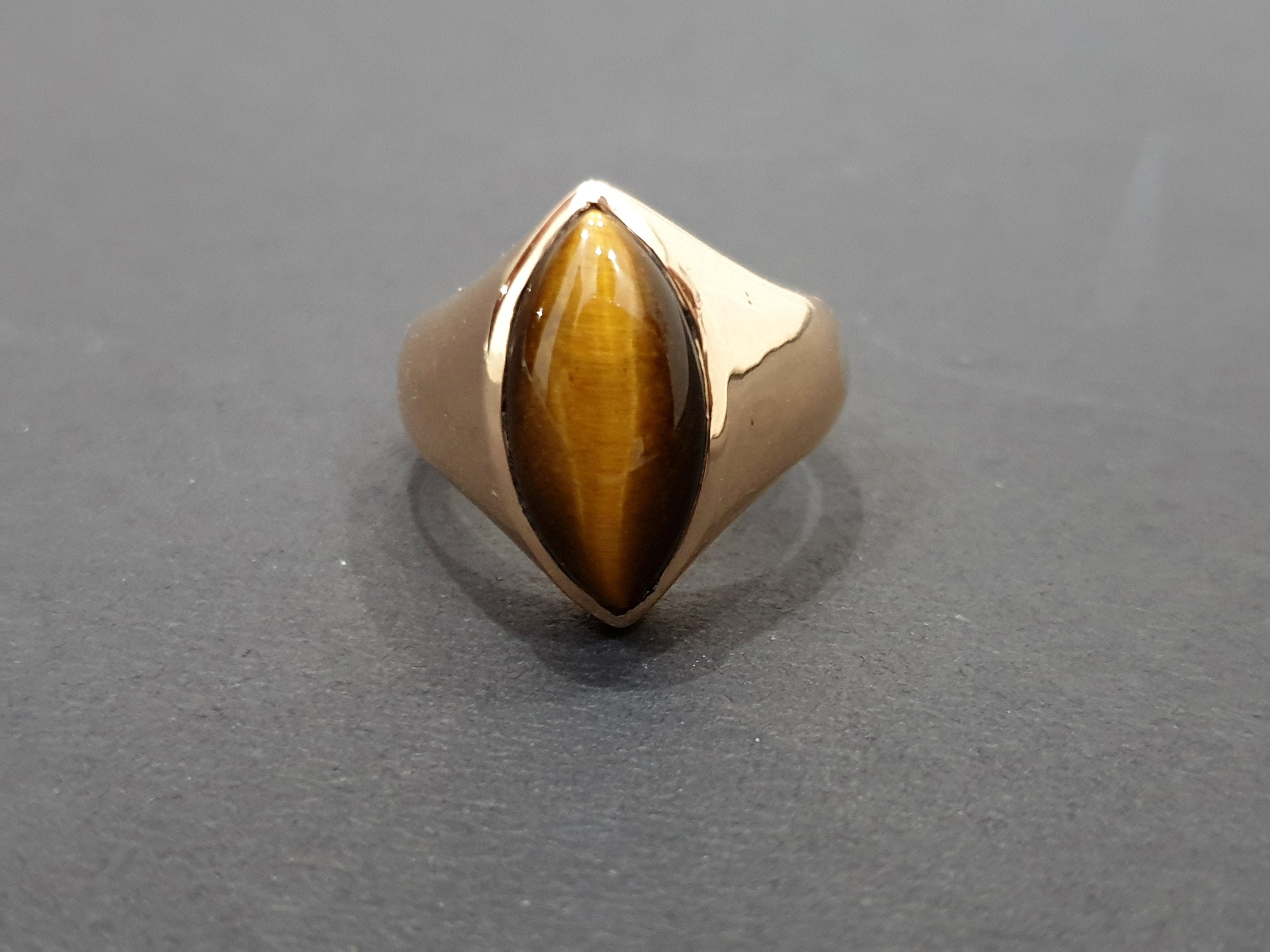 Tiger Eye Ring Gold Mens Ring 925 Solid Sterling Silver | Etsy
