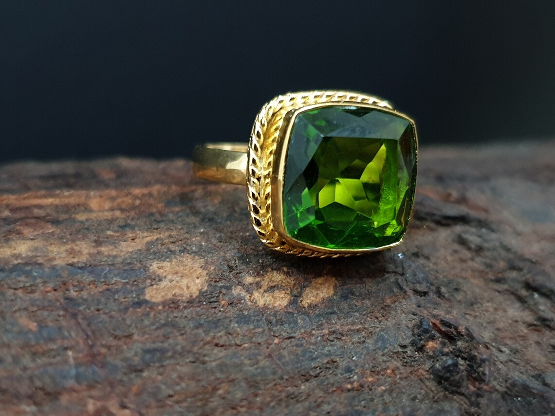 Green Peridot Ring Gemstone Ring Handmade Ring Green | Etsy