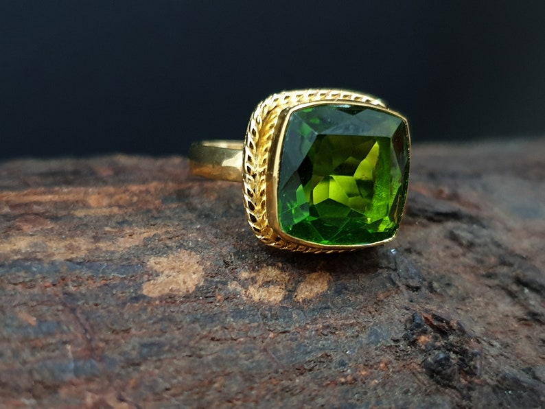 Green Peridot Ring Gemstone Ring Handmade Ring Green - Etsy