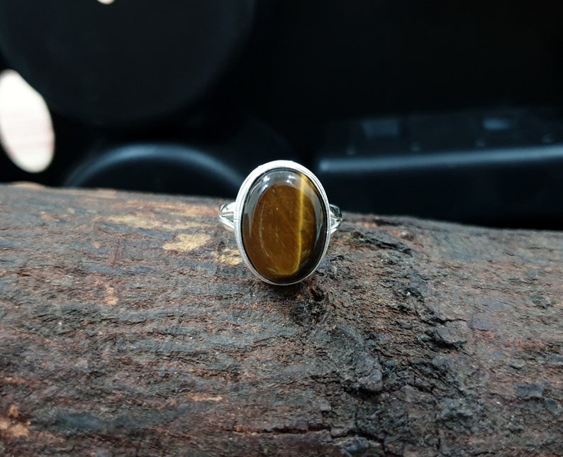 Tigers Eye Ring Natural Gemstone Ring 925 Solid Silver Ring - Etsy