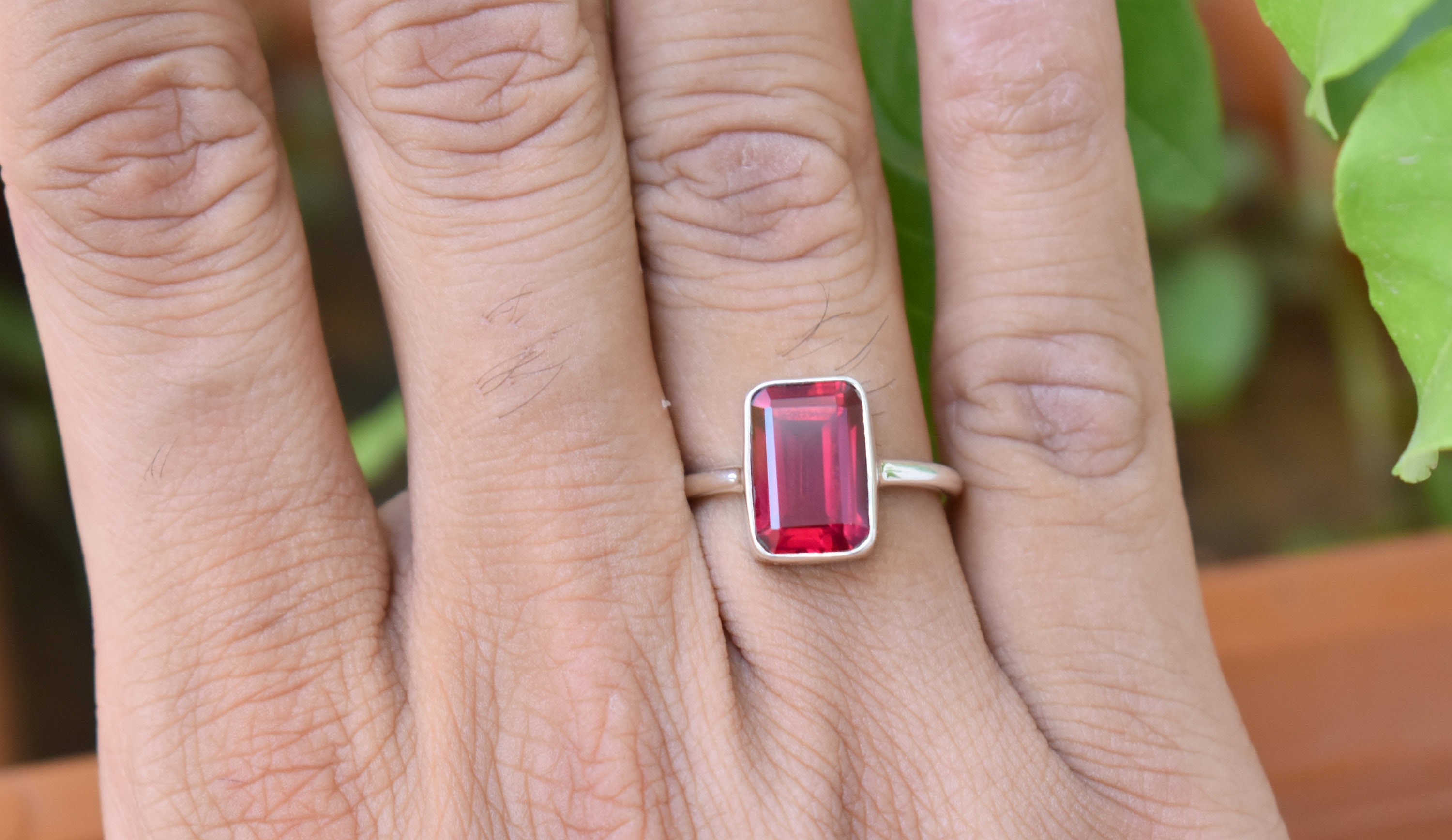 Ruby Ring 925 Solid Sterling Silver Ring Beautiful Cushion | Etsy