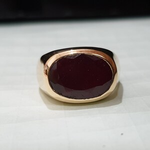 Natural Dark Red Ruby Signet Ring, 925 Solid Sterling Silver Red Ruby ...