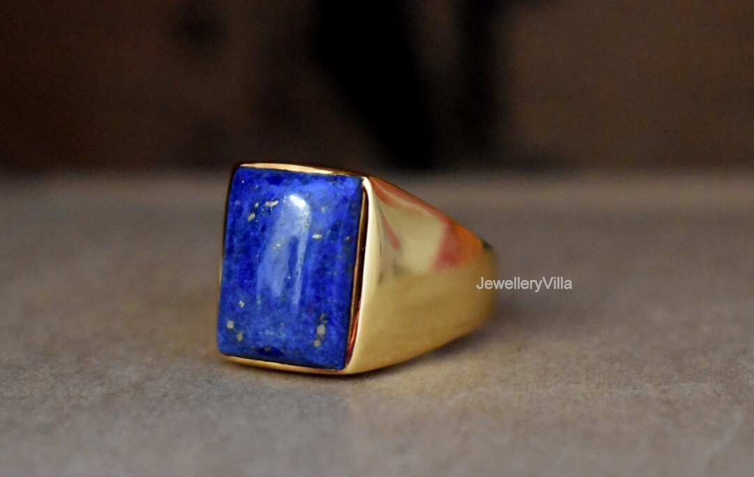 Lapis Lazuli Signet Ring, 925 Solid Sterling Silver Ring, Blue Lapis ...