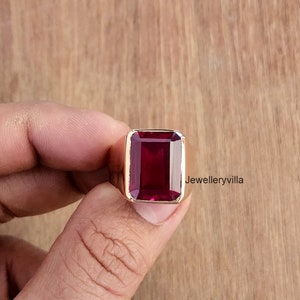 Red Ruby Ring, Yellow Gold Ring, 925 Solid Sterling Silver Ring ...