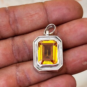 Citrine Pendant, Yellow Gold Pendant, 925 Solid Sterling Silver Pendant ...
