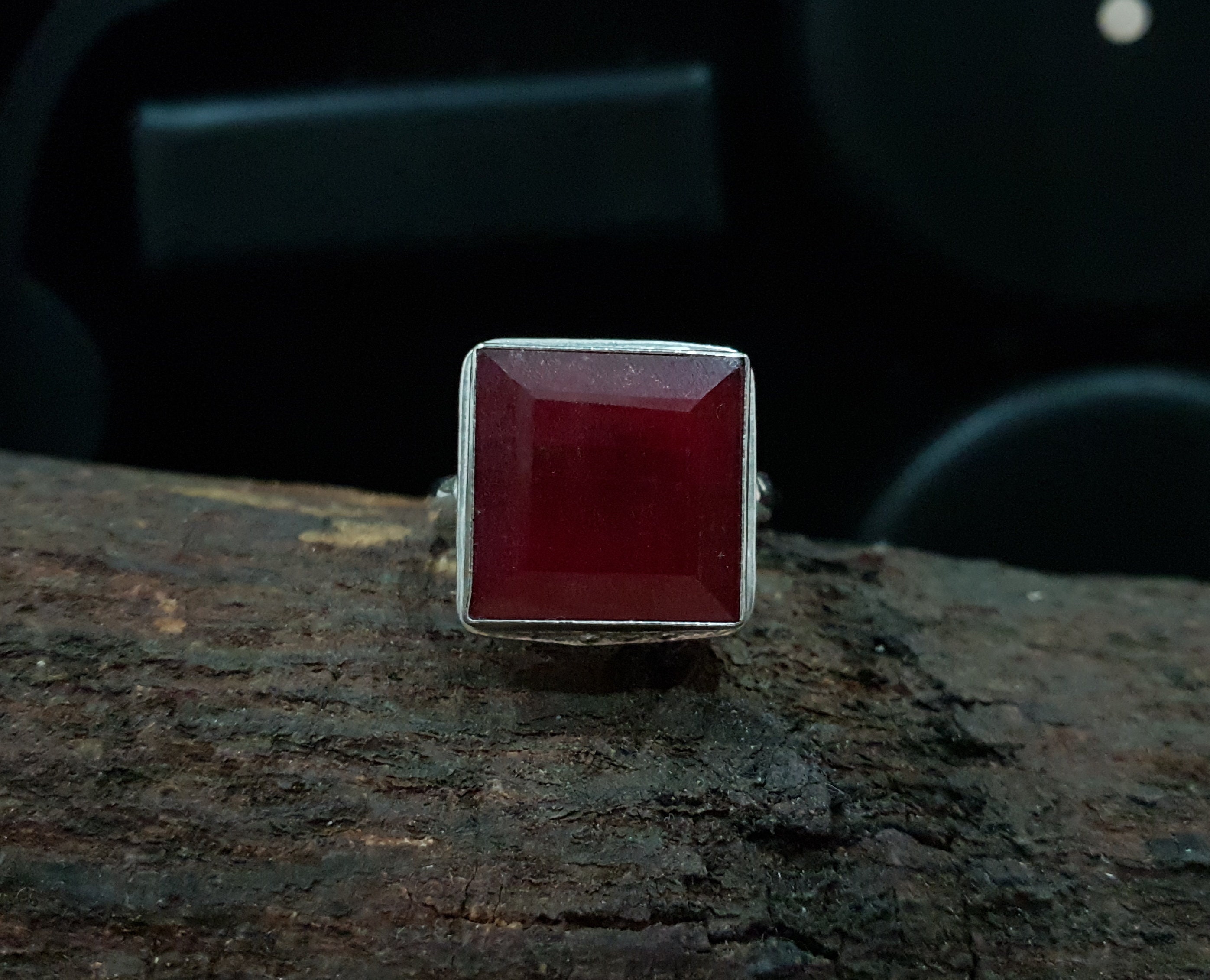 Natural Dark Red Ruby Ring 925 Solid Sterling Silver Ring | Etsy