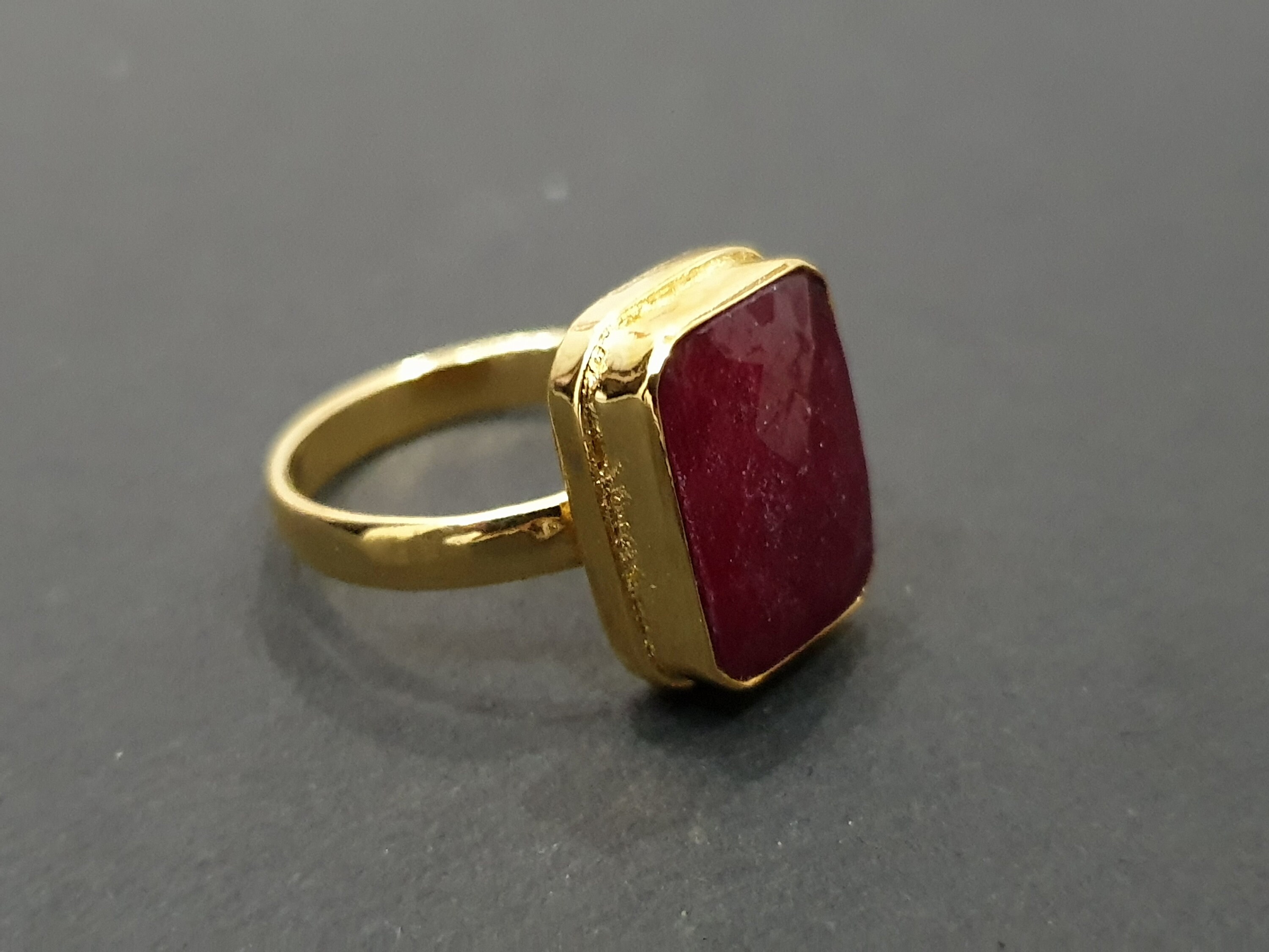 Natural Ruby Ring Gold, 22K Yellow Gold Fill Ring, 925 Solid Sterling ...