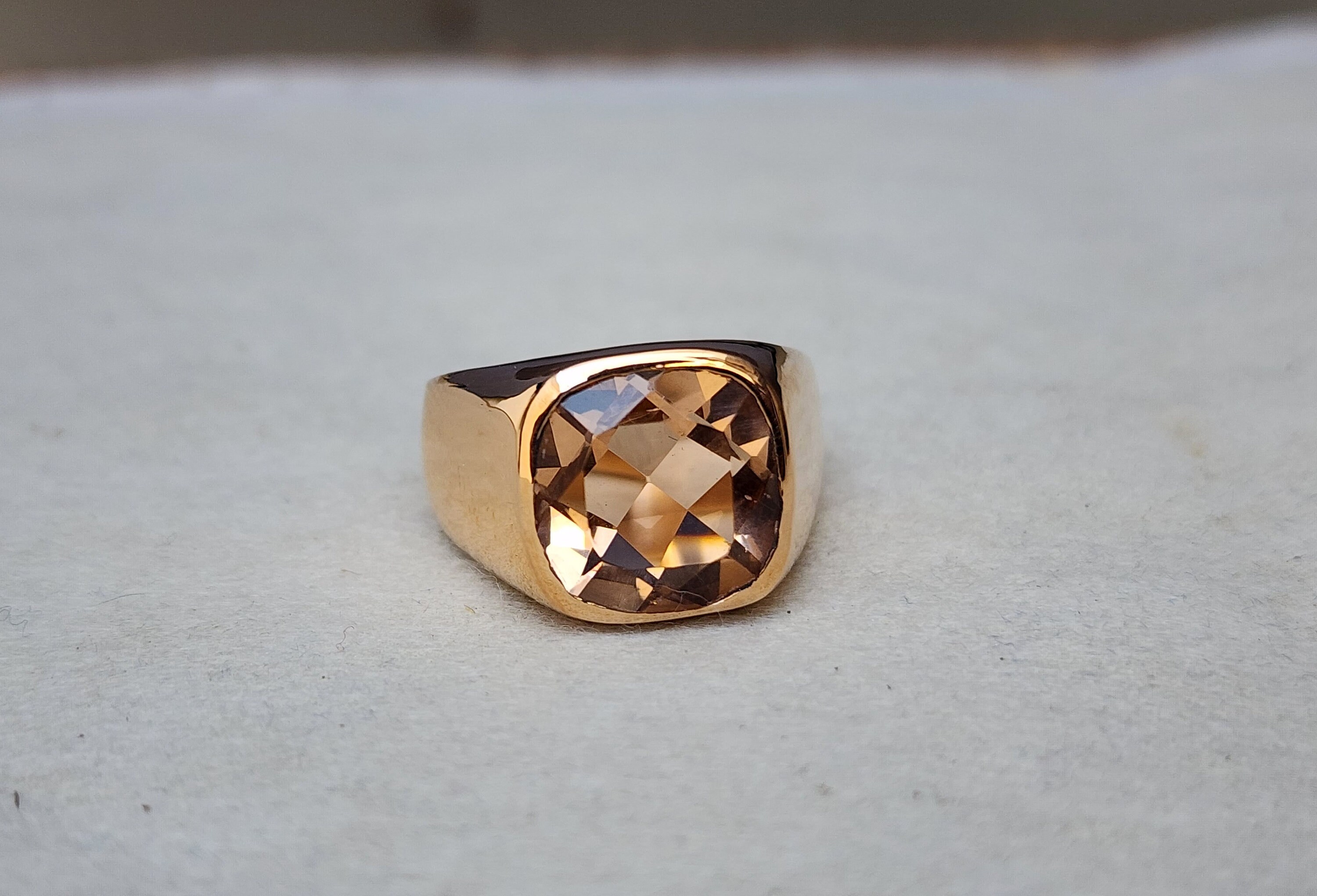 Morganite Cushion Signet Ring, 925 Sterling Silver Ring, Copper ...