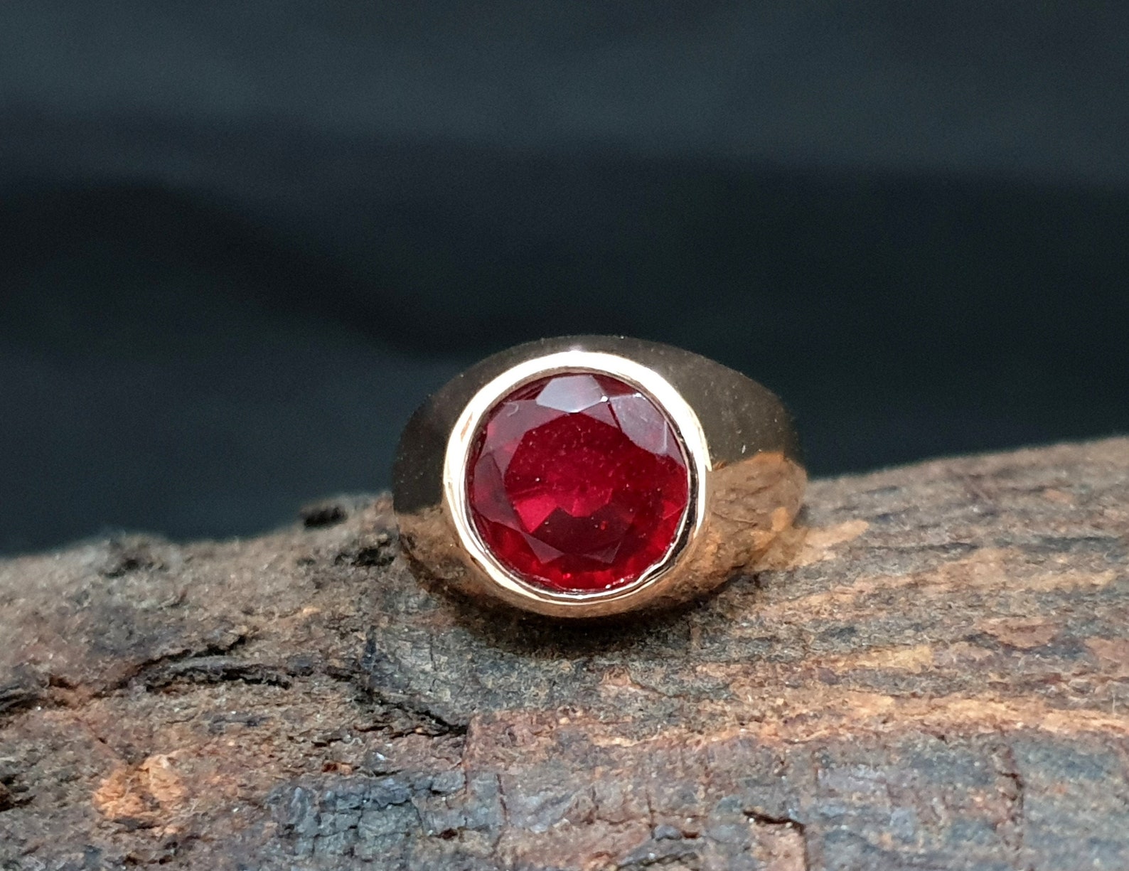 Ruby Ring Round 925 Solid Sterling Silver Ring Round Red | Etsy