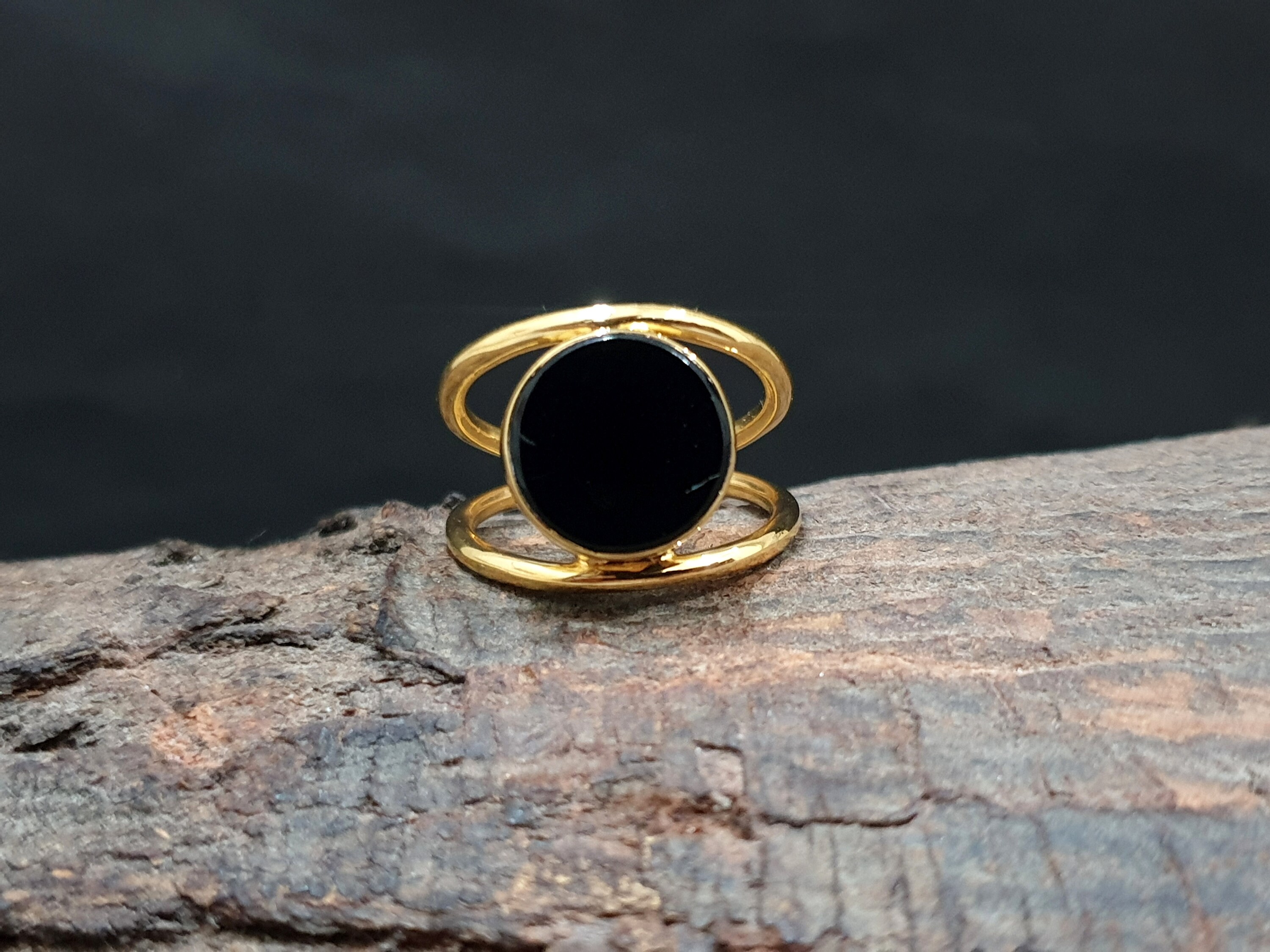 Black Onyx Ring 925 Sterling Silver Double Band Ring Silver - Etsy