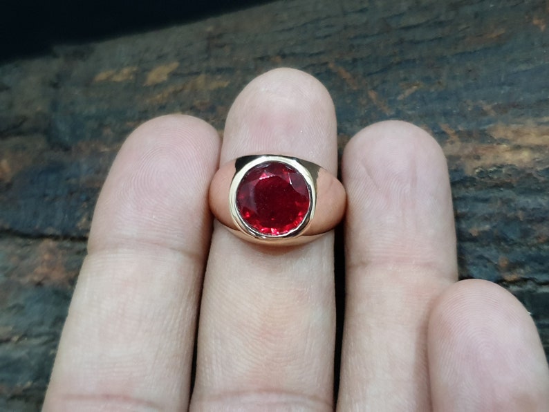 Ruby Ring Round 925 Solid Sterling Silver Ring Round Red | Etsy