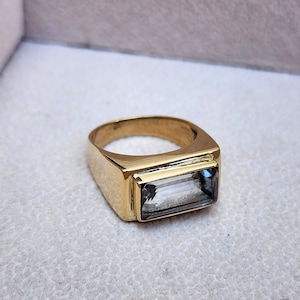 Clear Quartz Signet Ring, Rectangle Crystal Gemstone Ring, 925 Sterling ...