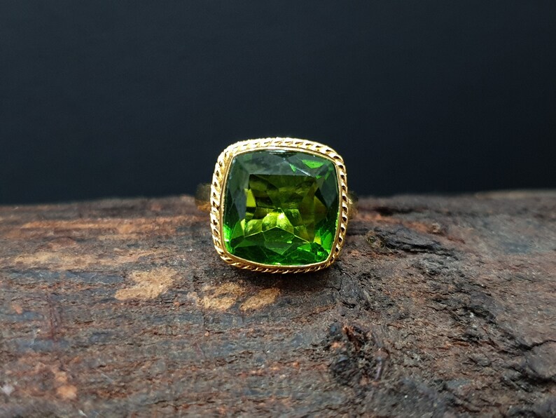 Green Peridot Ring Gemstone Ring Handmade Ring Green - Etsy