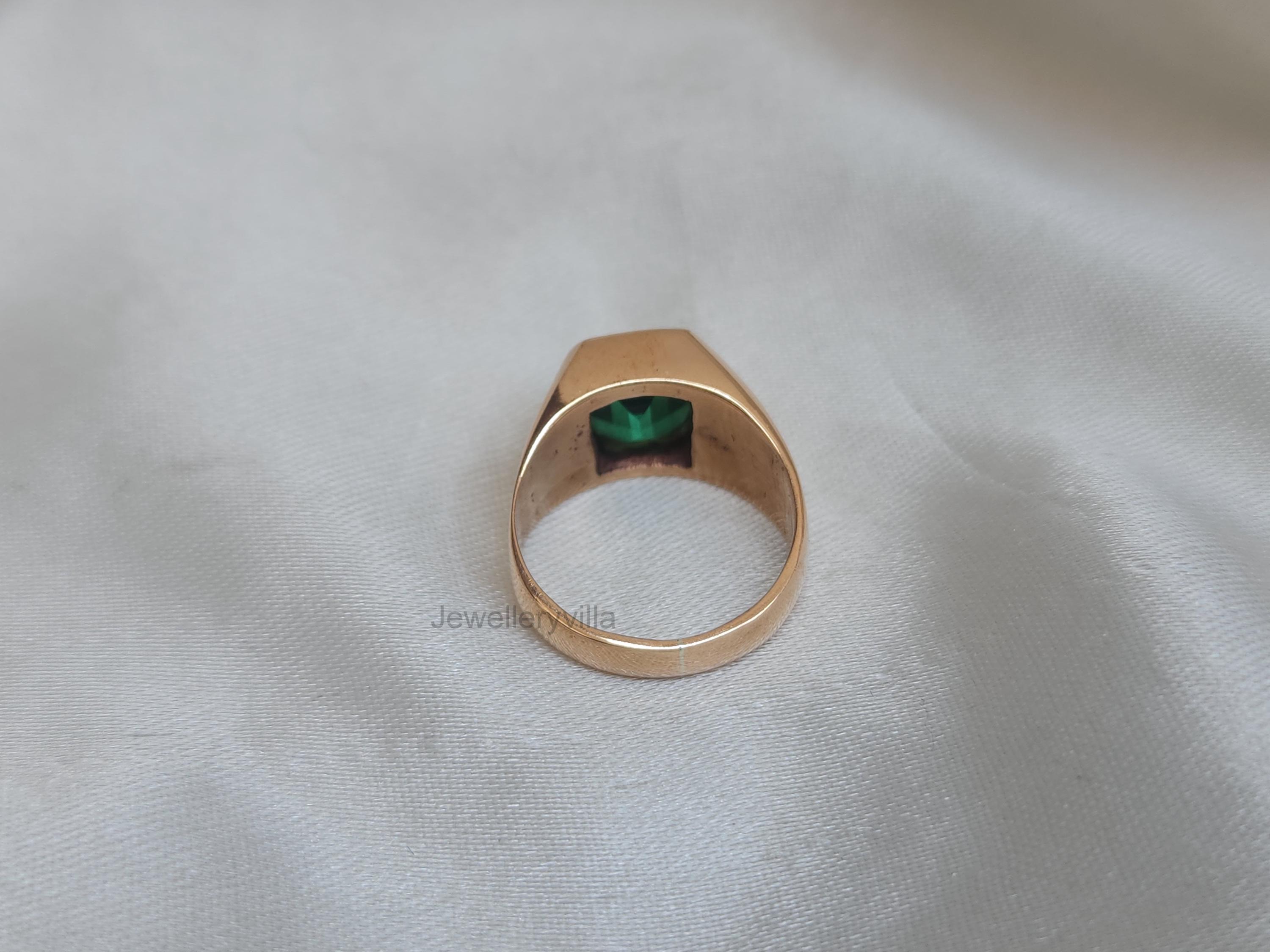 Emerald Signet Ring, 925 Sterling Silver Ring, Octagon Green Emerald ...