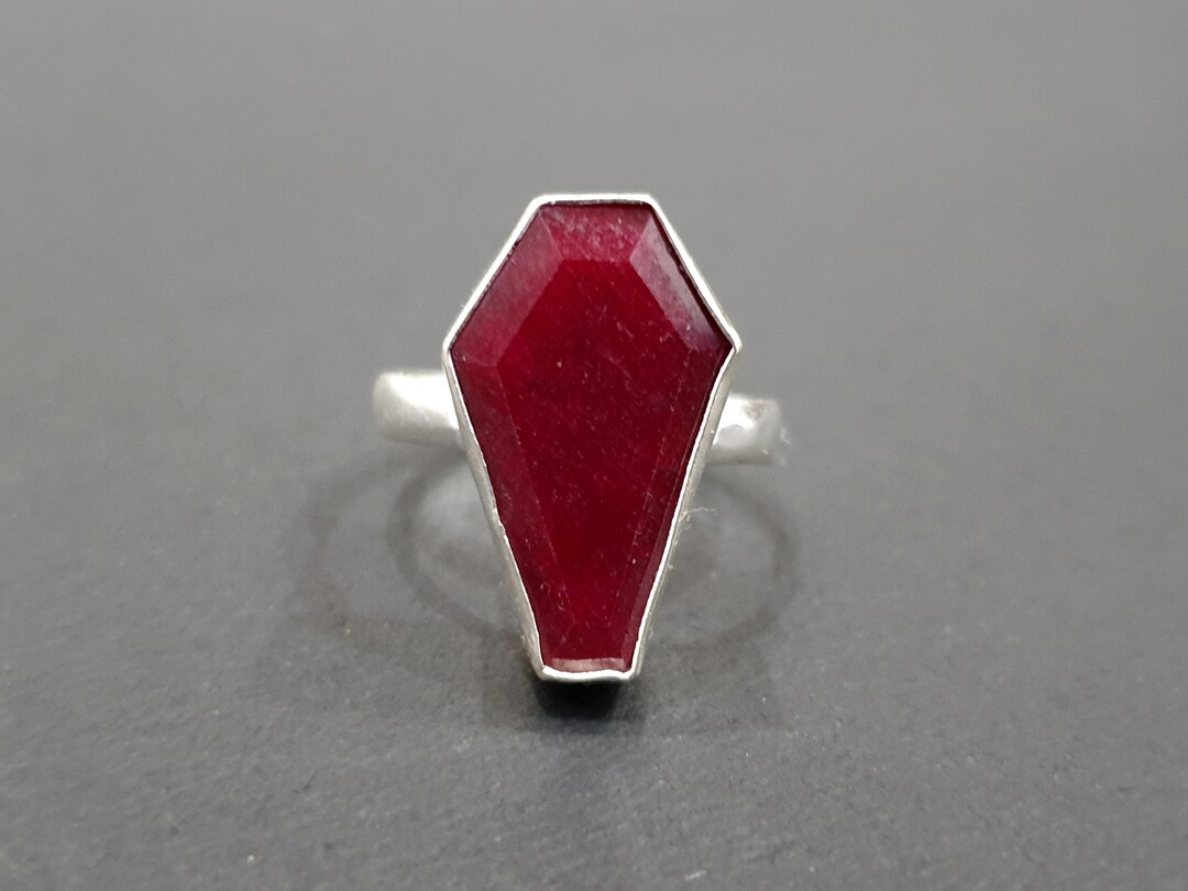 Coffin Ring, Ruby Ring, 925 Solid Sterling Silver Ring, Coffin Shape ...