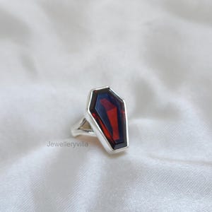 Natural Garnet Coffin Ring, 925 Solid Sterling Silver, Coffin Shape ...