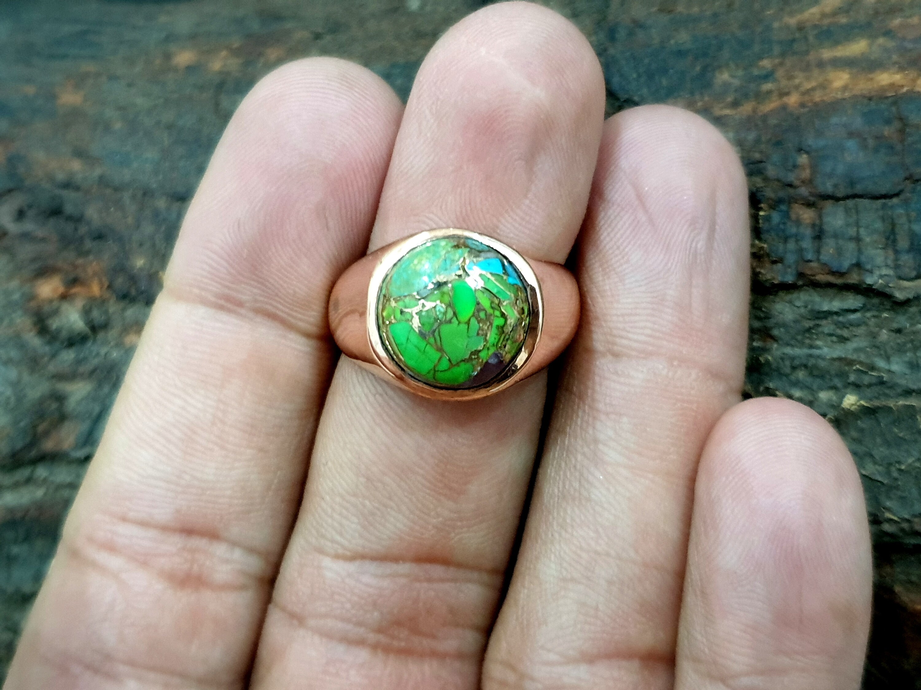 Copper Turquoise Ring Silver Natural Green Multi Color - Etsy