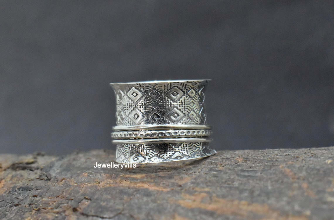 Silver Spinner Ring Antique 925 Solid Silver Ring Handmade - Etsy