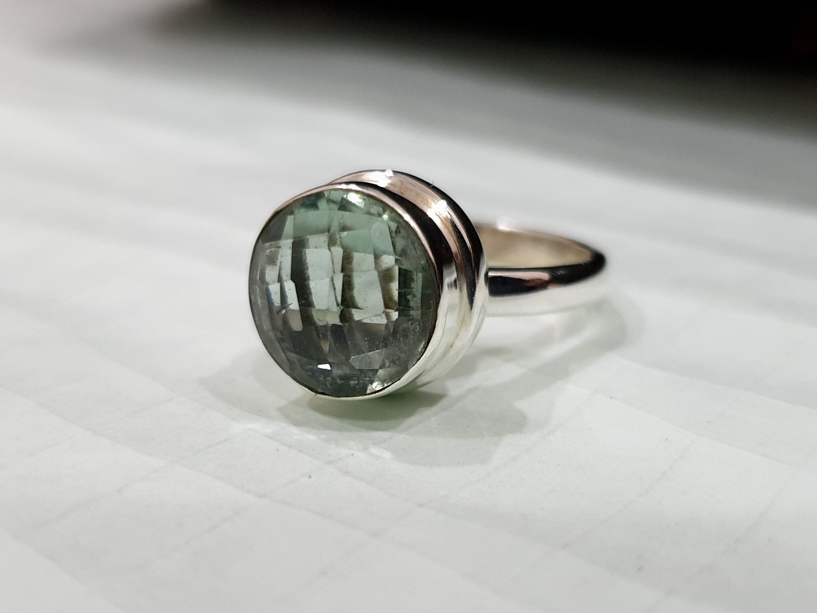 Green Amethyst Ring, 925 Solid Sterling Silver Green Amethyst Gemstone ...